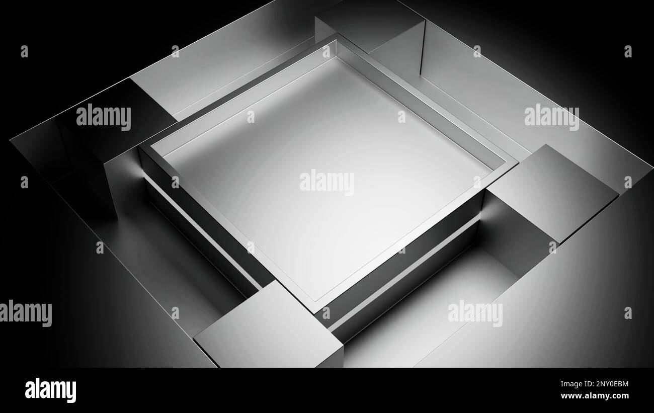 Gray background. Design. A large square of light shades around small ...