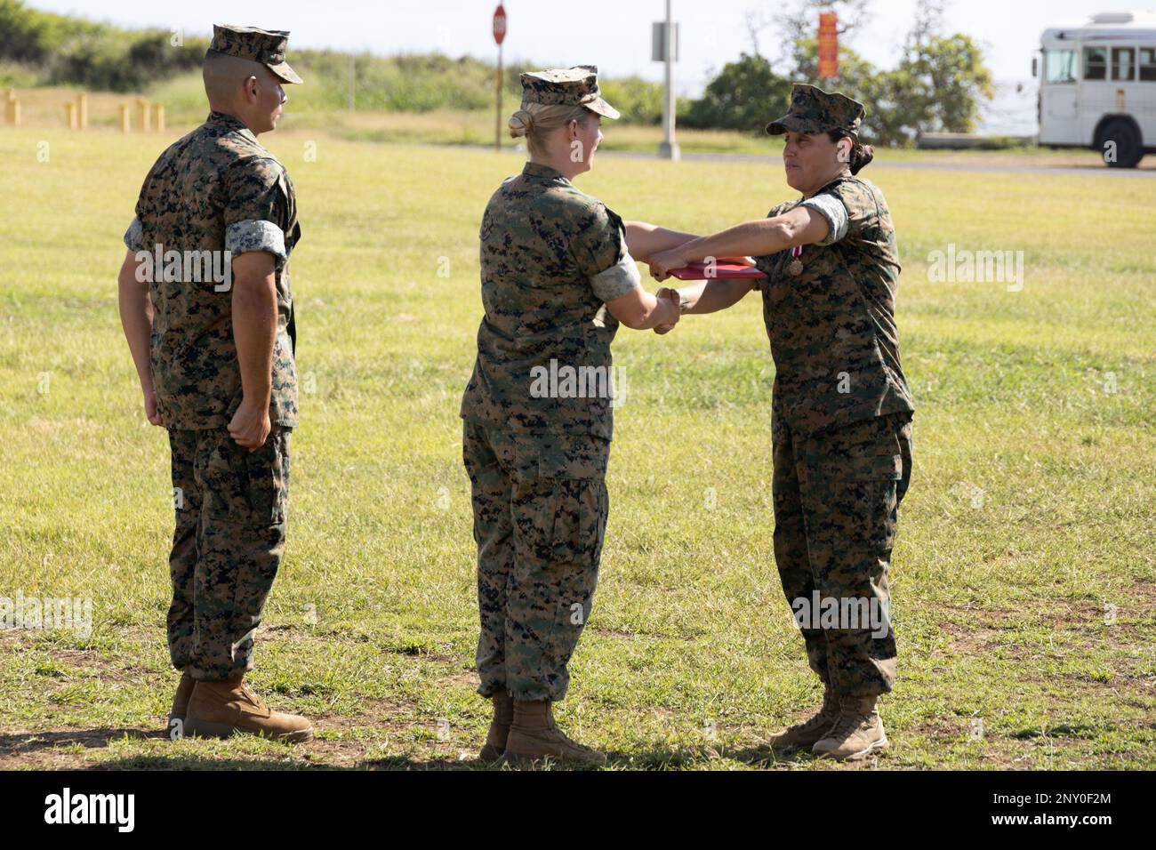 U.S. Marine Corps LtCol. Erica Mantz, center, Marine Aviation Logistics ...