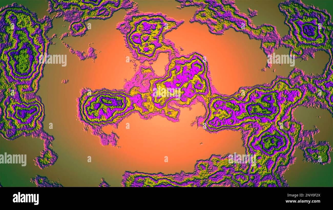 Animation with moving liquid pattern of microbes. Motion. Abstract ...