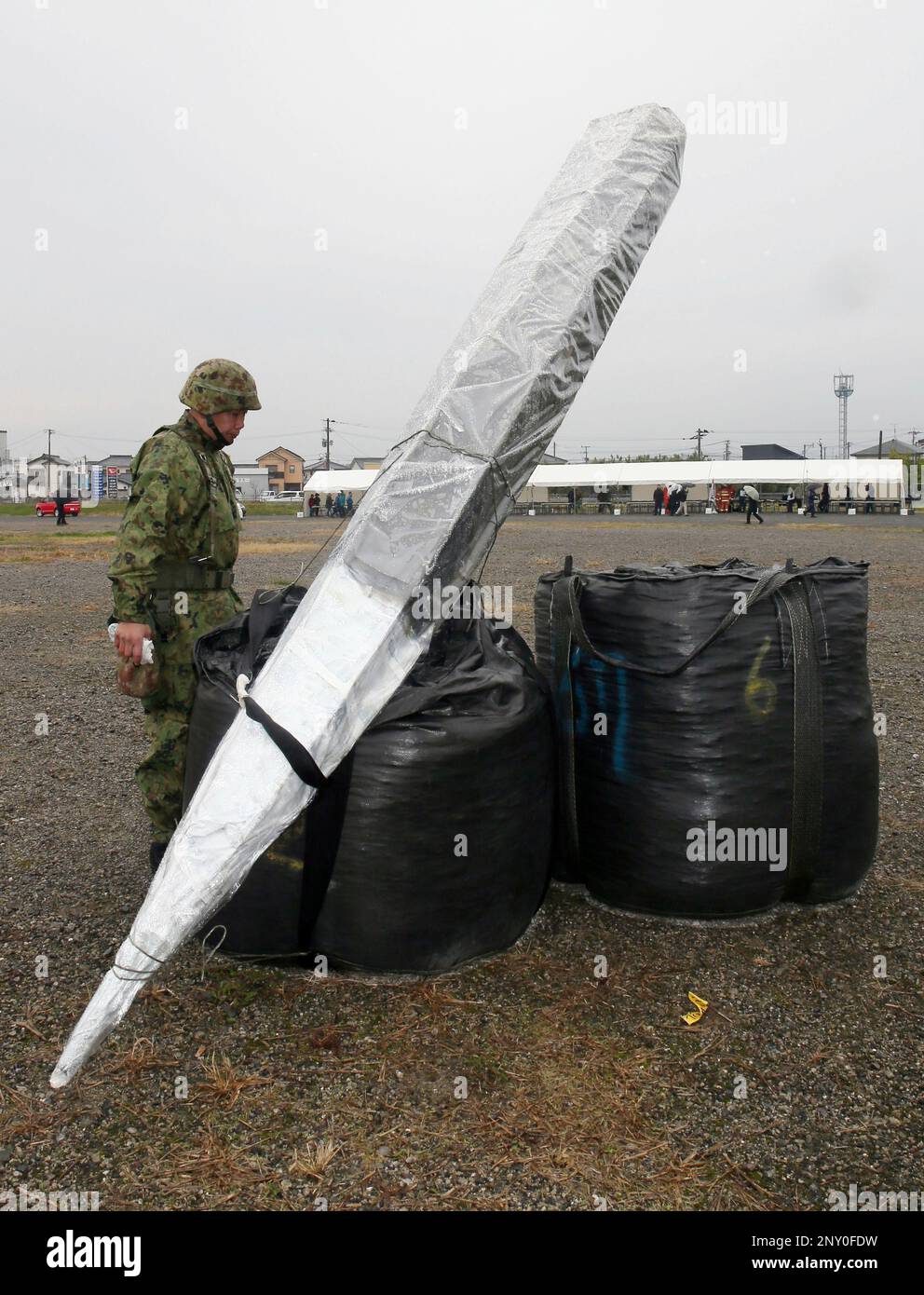 This photo shows a landed fake ballistic missile during an emergency ...