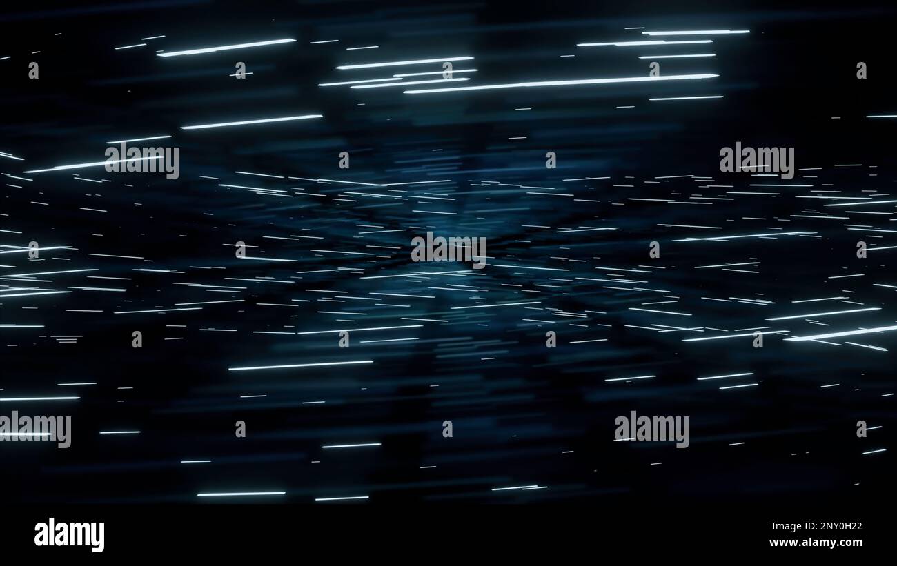 Blue background. Design.White rays of light flying in different ...