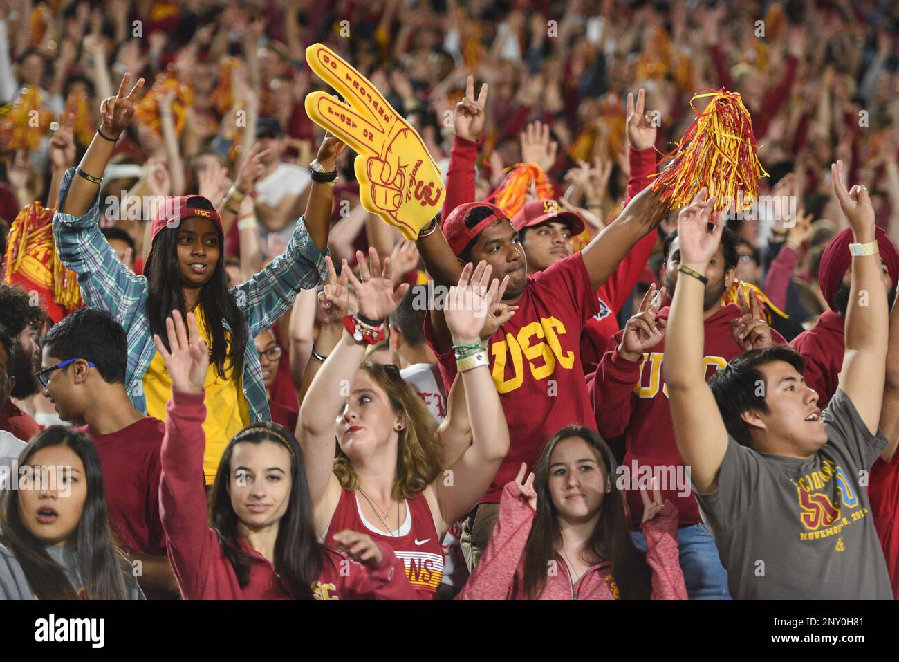LOS ANGELES, CA - NOVEMBER 18: USC fans cheer during a college football ...