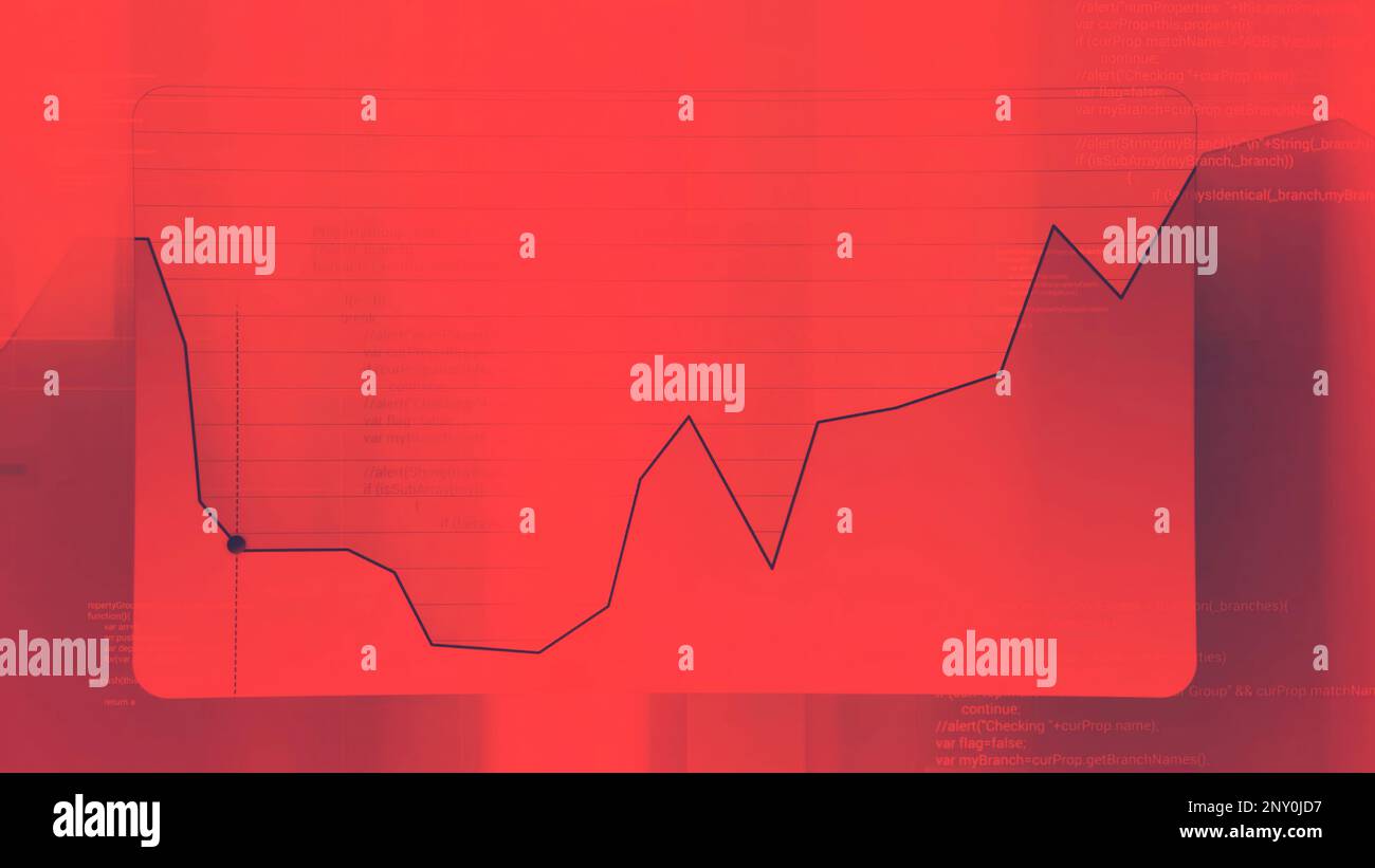 Red graph of danger. Motion. Red chart with moving dot on graph ...