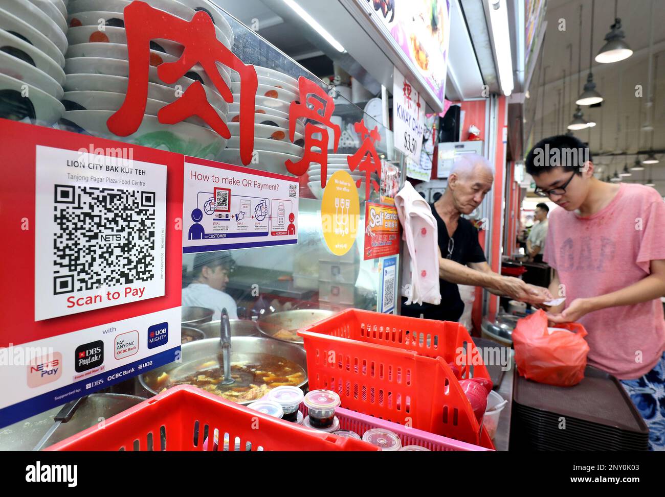A hawker stall at Tanjong Pagar Plaza Food Centre which accepts ...