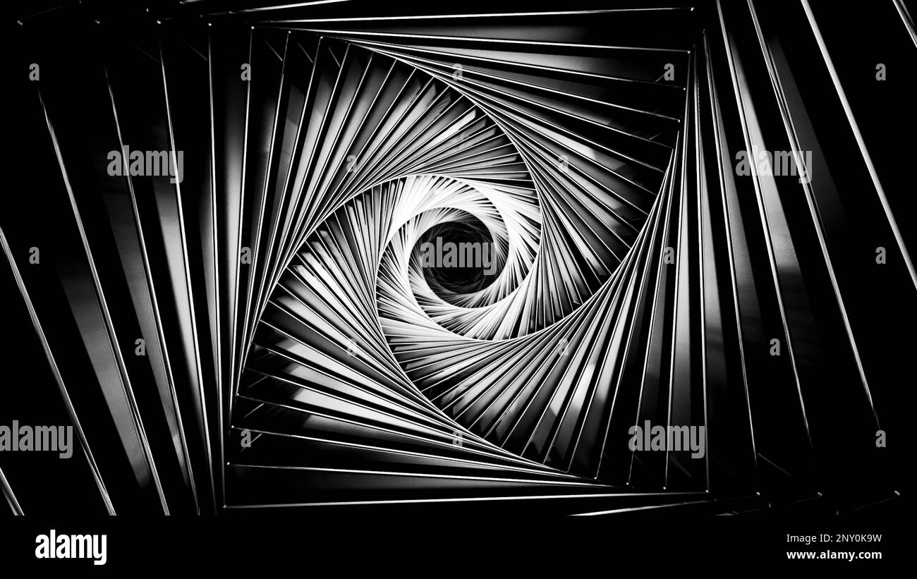 Grey iron tunnel. Design.A light tunnel in animation that rotates in ...