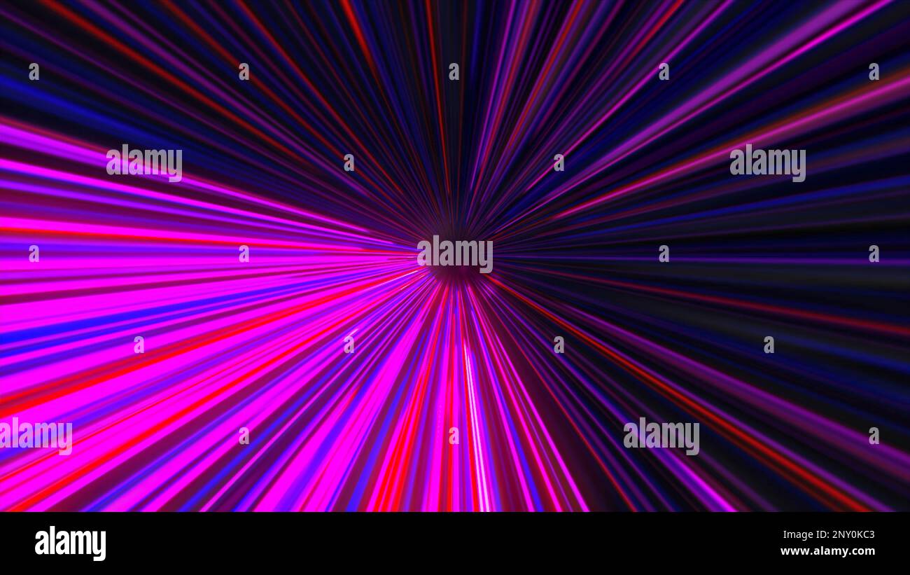 Rotating cyber tunnel with neon stripes. Motion. Jump into cyberspace ...