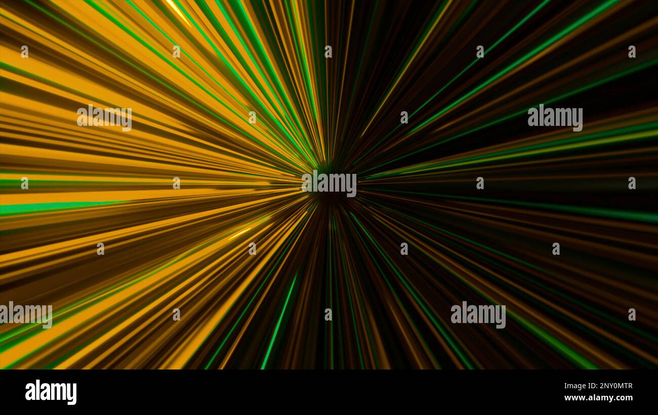 Movement in stream of bright neon rays. Motion. Bright cyber tunnel ...