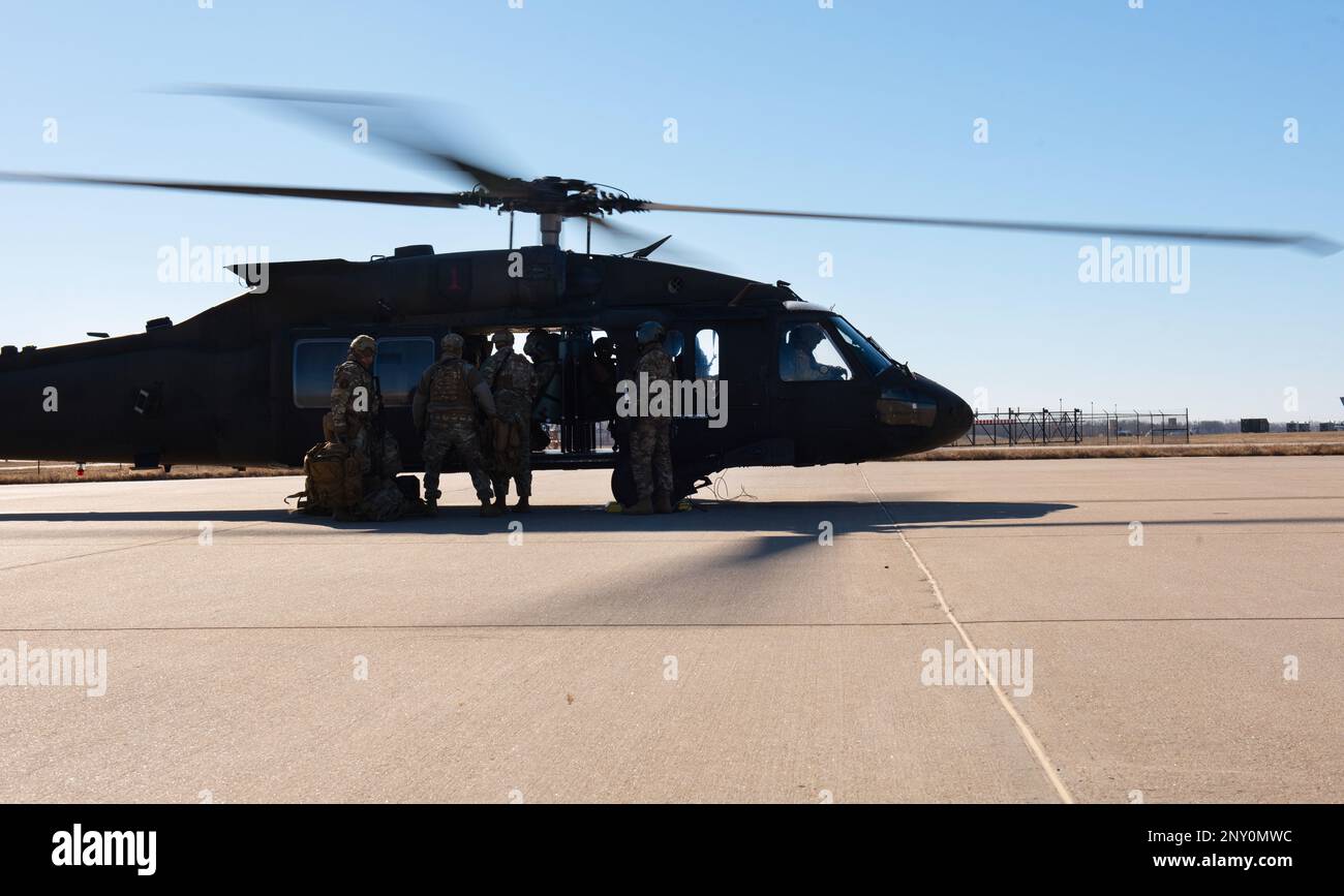 Airmen from the 22nd Security Forces Squadron practice loading onto a U ...