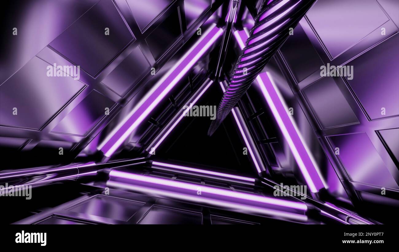Pale purple triangular tunnel. Design. Light animation with a ...