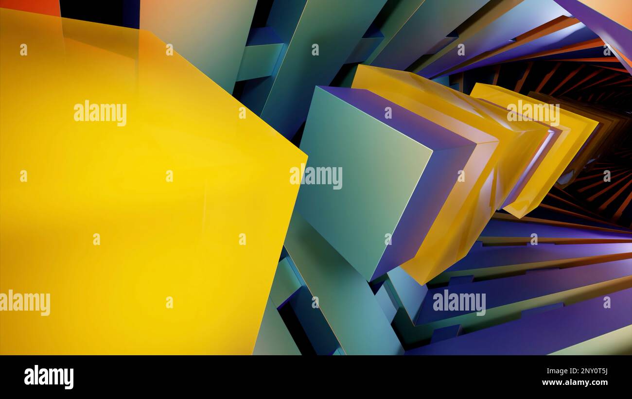 Bright multi-colored sliding squares. Design. Light geometric animation ...