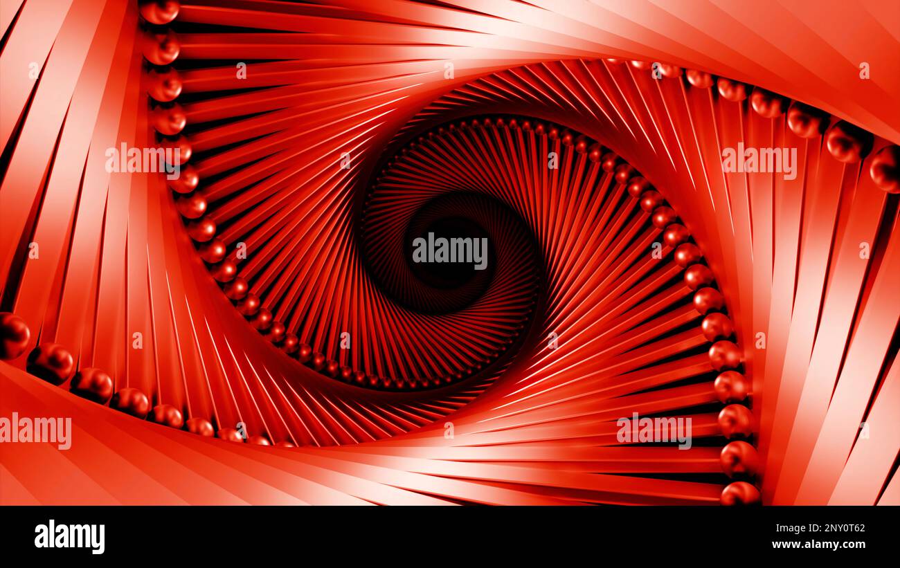 Red tunnel. Design. A light tunnel with animation made of a mesh like ...