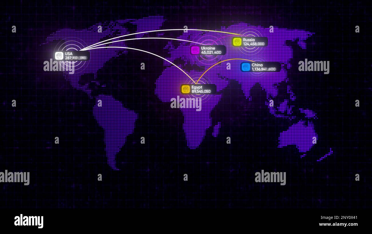 Purple animation. Motion. Bright graph showing population growth on our ...