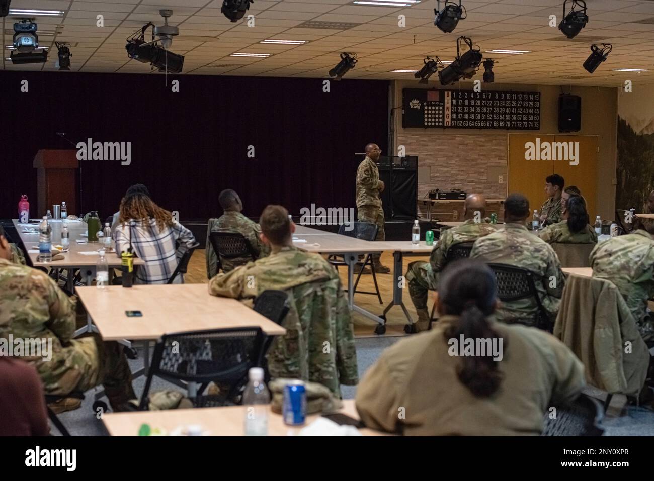 U.S Air Force Tech. Sgt Jamal Walker recites a poem he wrote for an ...