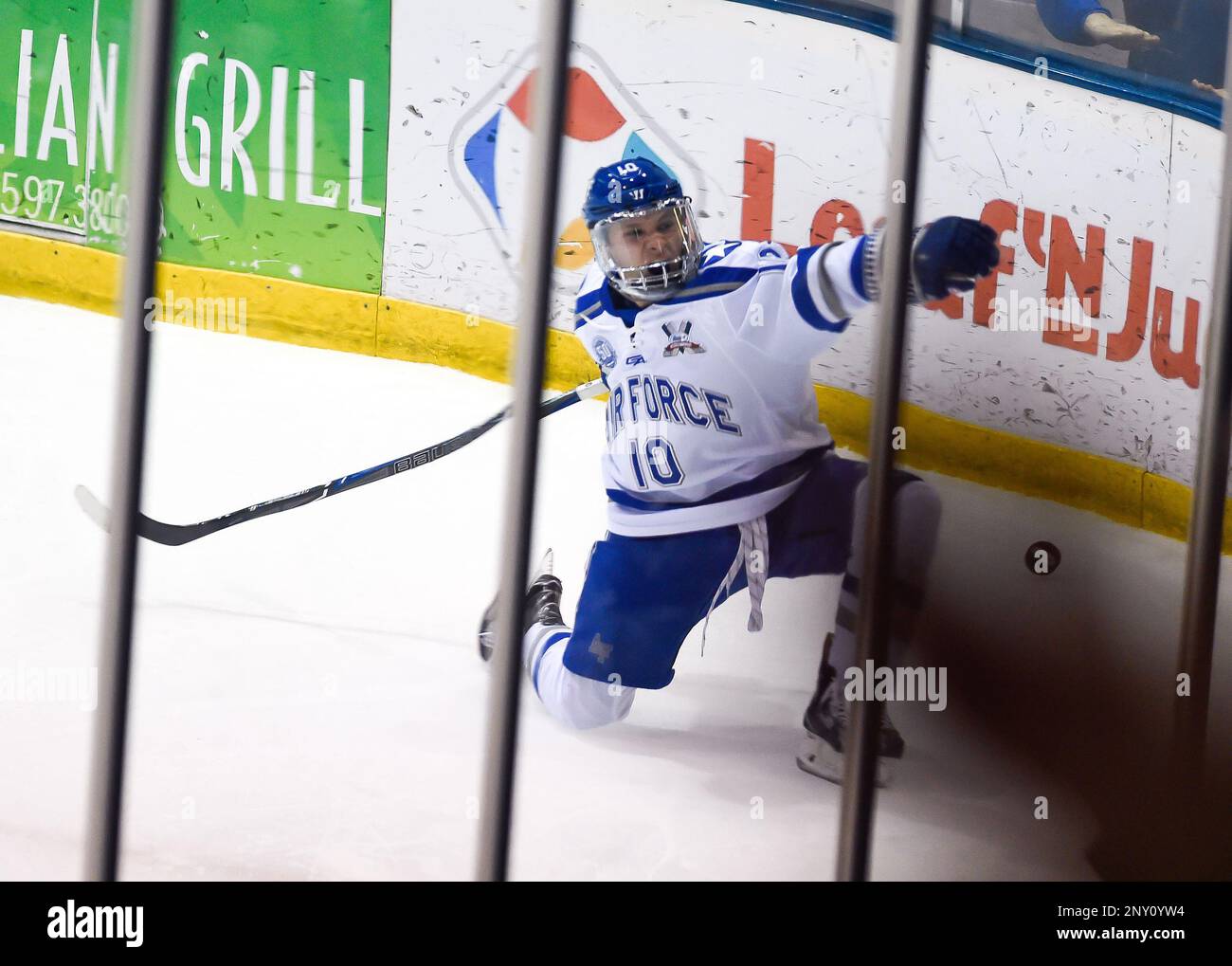 Air Force forward Jordan Himley (10) celebrates his goal in the first ...