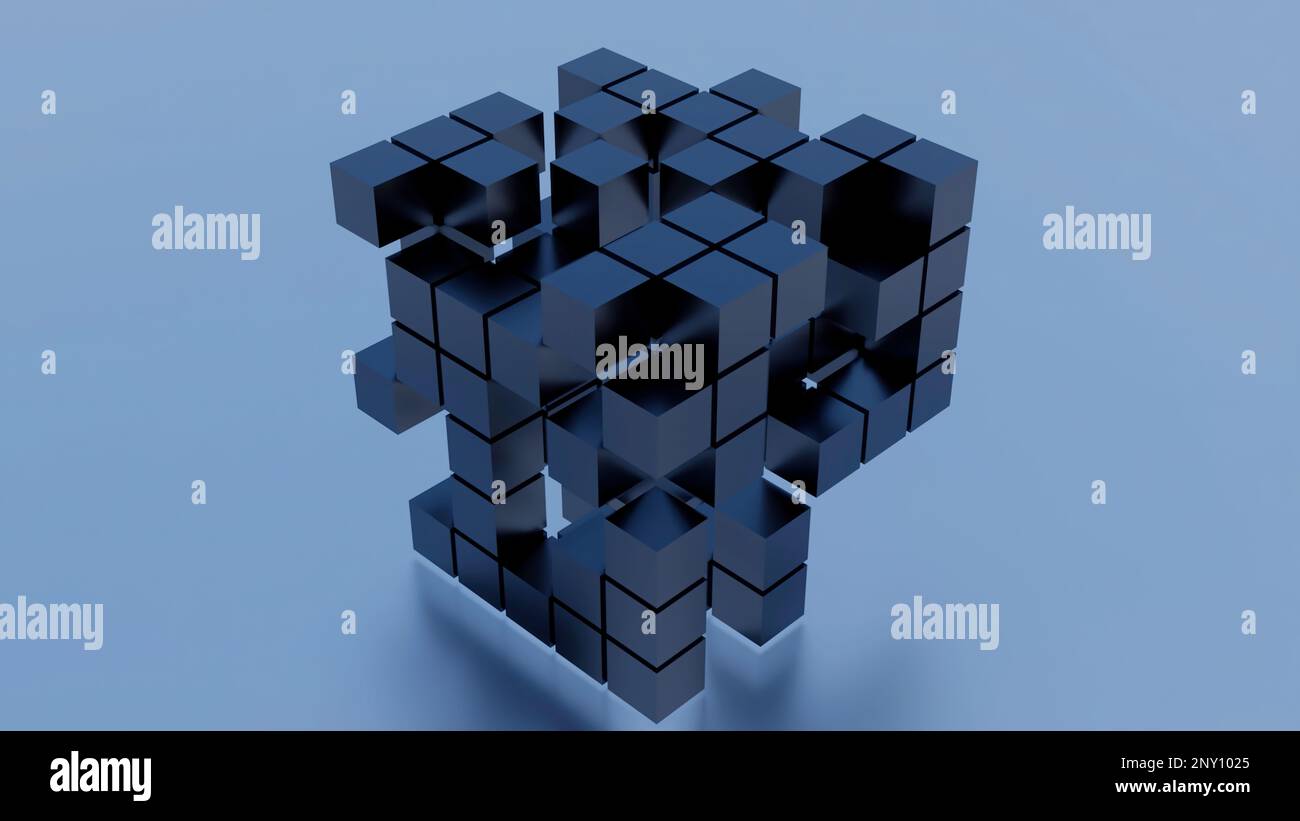 Grey background. Motion. A light cube-toy that needs to be assembled ...