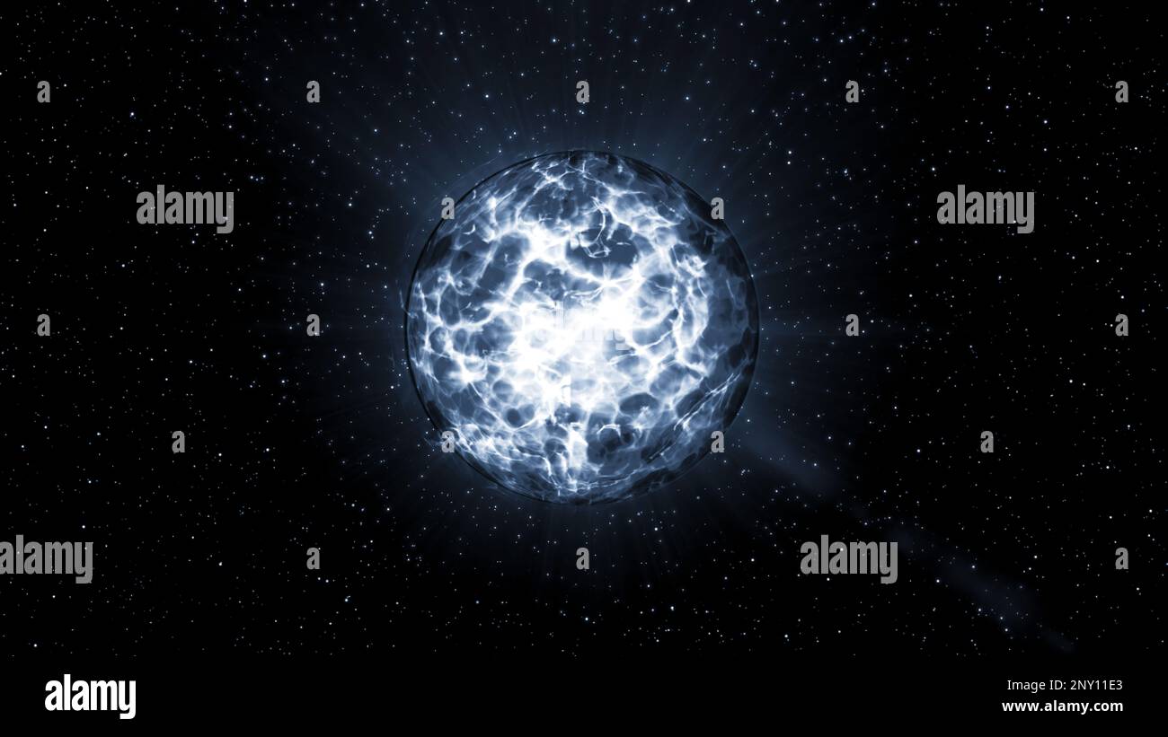 Bright glowing ball with liquid shimmer. Motion. Energy plasma flickers ...