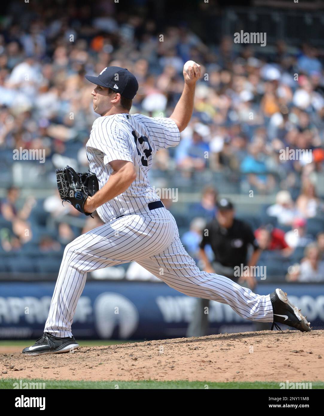 New York Yankees pitcher Adam Warren (43) during game against the ...