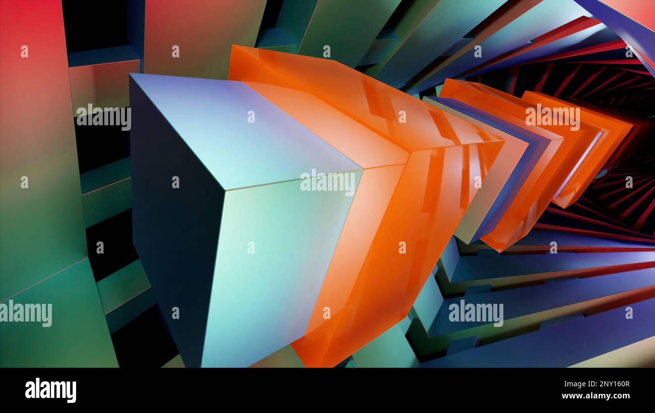 Bright multi-colored sliding squares. Design. Light geometric animation ...