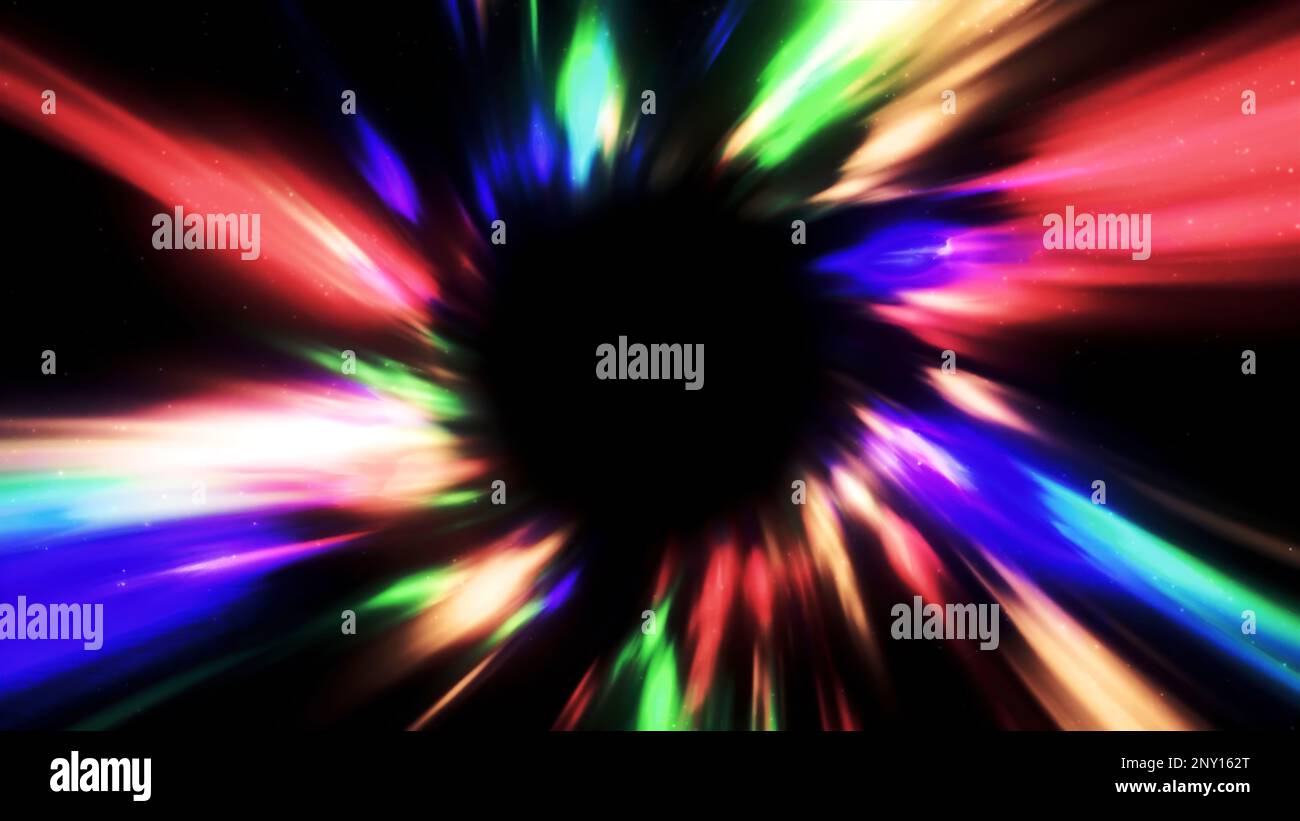 Colorful luminous flow in space. Motion. Colorful spots move in stream ...