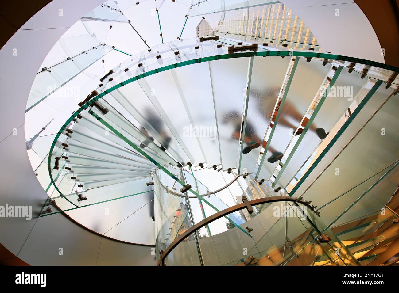 Modern Glass Staircase Silhouette of walking People in shanghai china ...