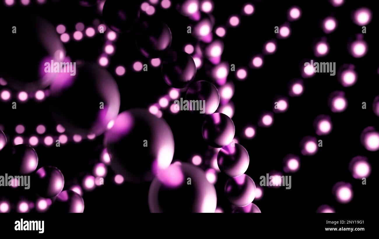 Balls move in lines in space. Design. Chains of balls move in space on ...