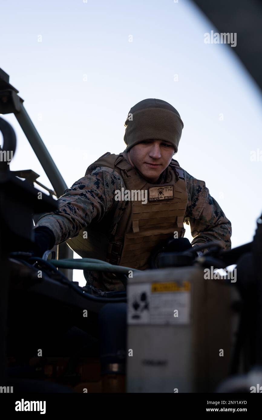 U.S. Marine Corps Lance Cpl. Bobby Thompson, an automotive maintenance ...