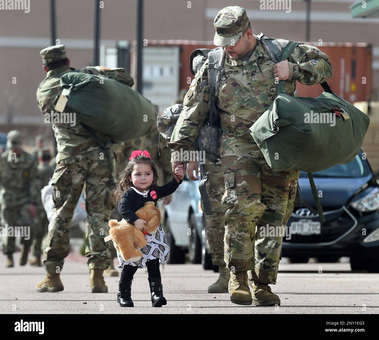 Teddy bear in one hand and daddy's hand in the other, Kataleya Rendell ...