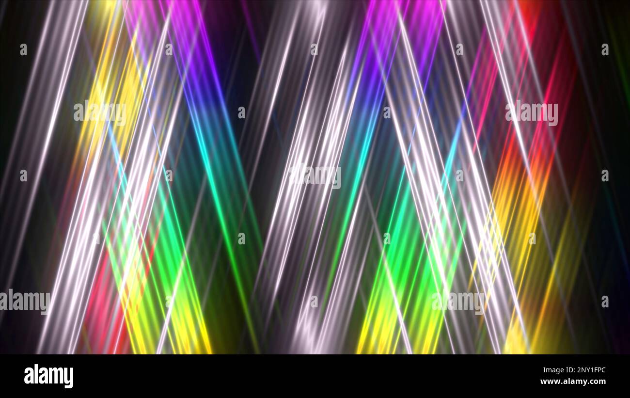 Black background. Motion.Bright lines of different colors move apart ...