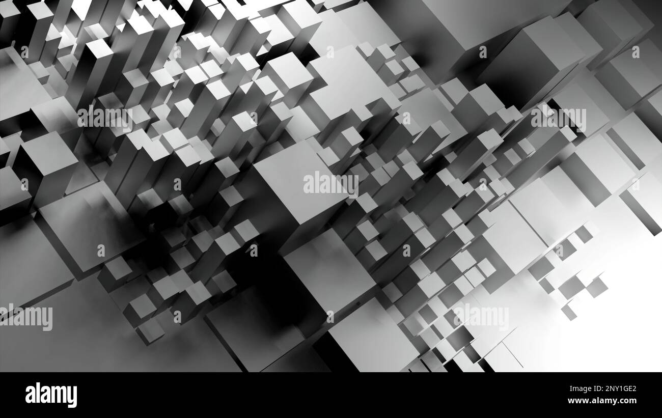 White and blue broken background. Design.Three D squares growing in ...