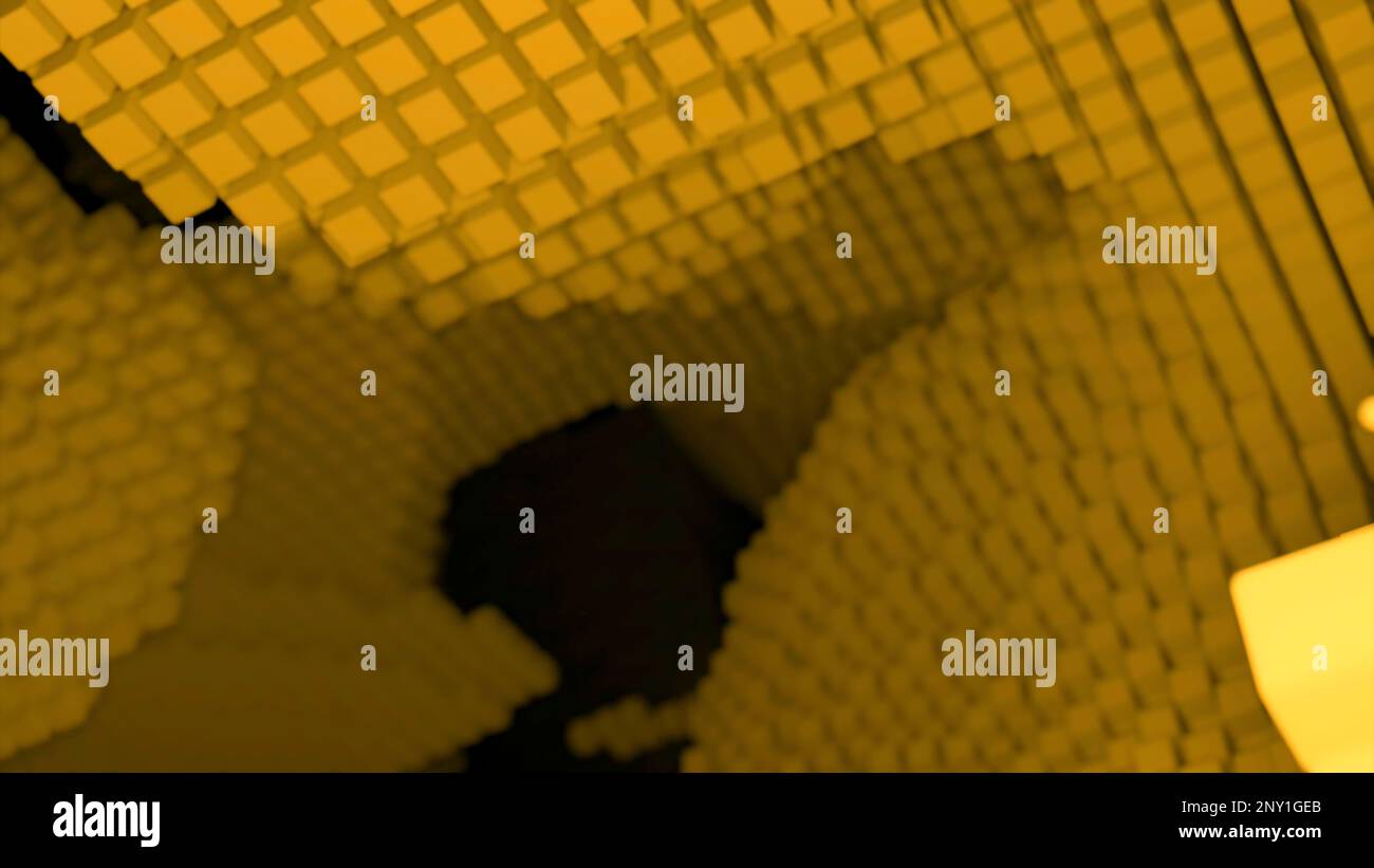 Yellow and white hole in the mountain. Design.Dark empty tunnel under ...