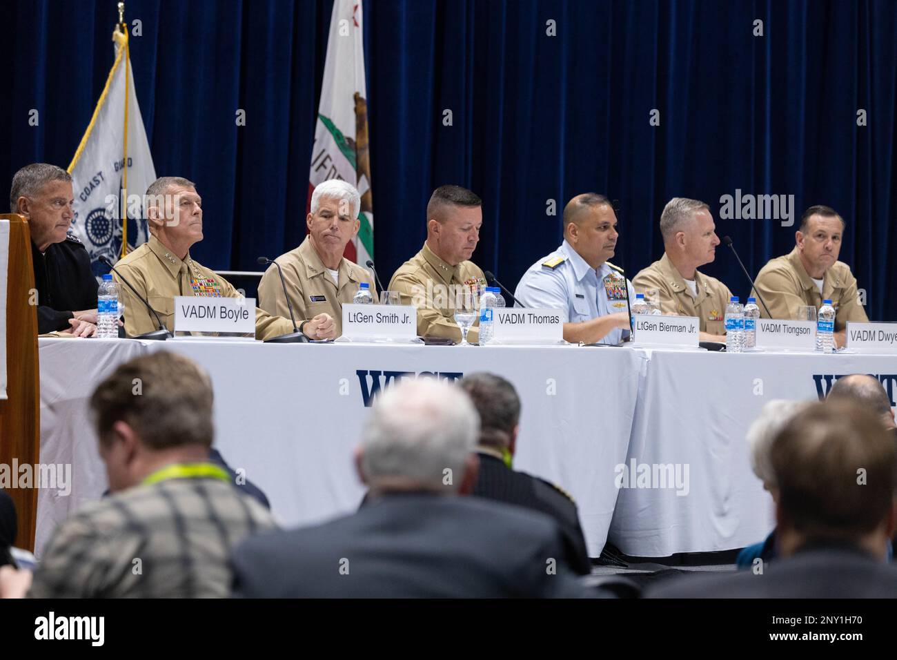 U.S. Marine Corps, Navy and Coast Guard leaders answer questions during the Armed Forces ...