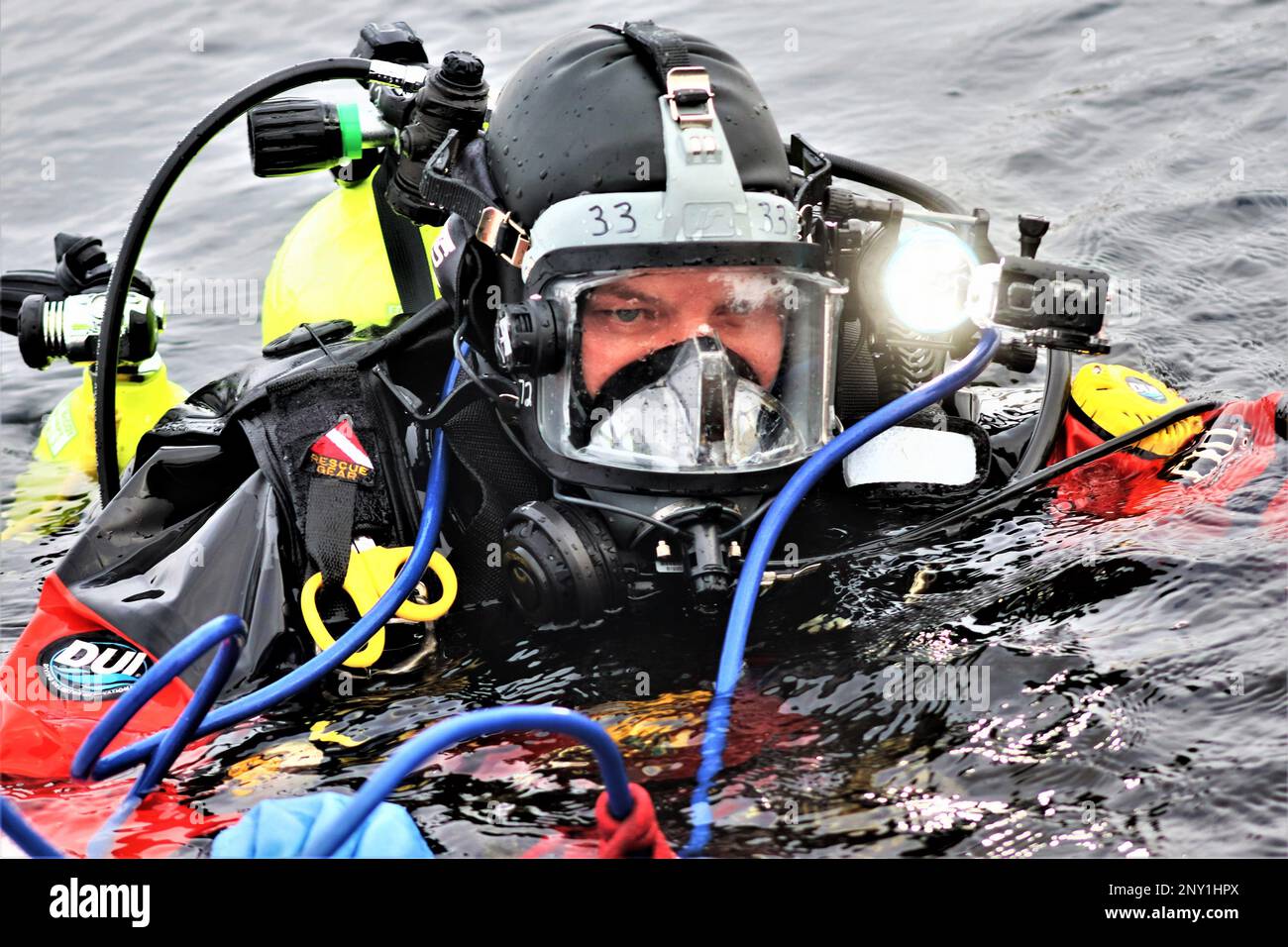 A firefighter with the Directorate of Emergency Services Fire ...