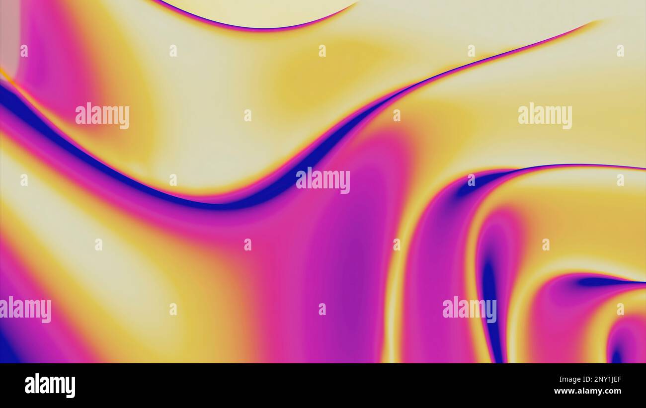 Curved liquid texture moves with psychedelic background. Design. Bright ...