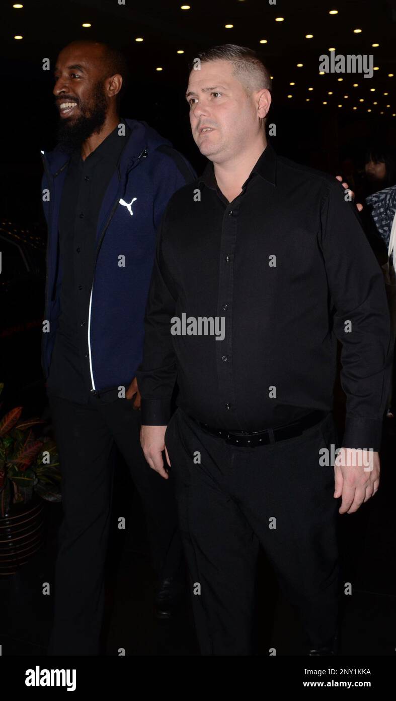 Robert Milkins of England arrives at a hotel for a promotional event ...
