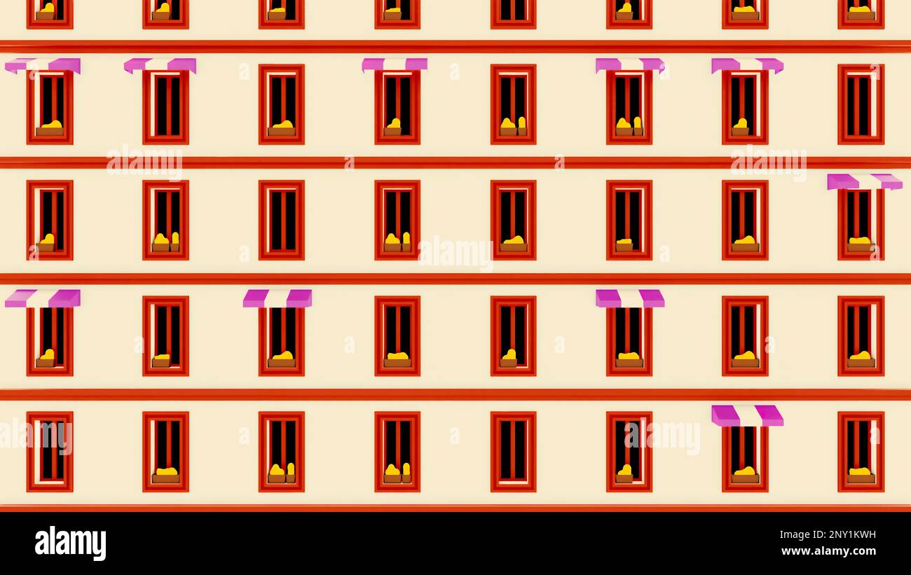 Bright walls from houses in animation. Design.Multicolor patterns of ...