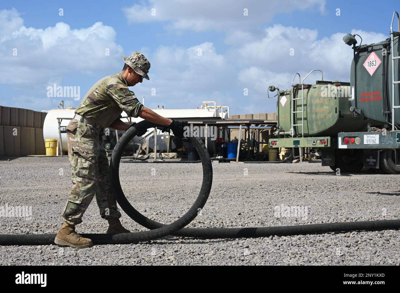 U.S. Air Force Staff Sgt. Mario Casilla, fuels distribution operator ...