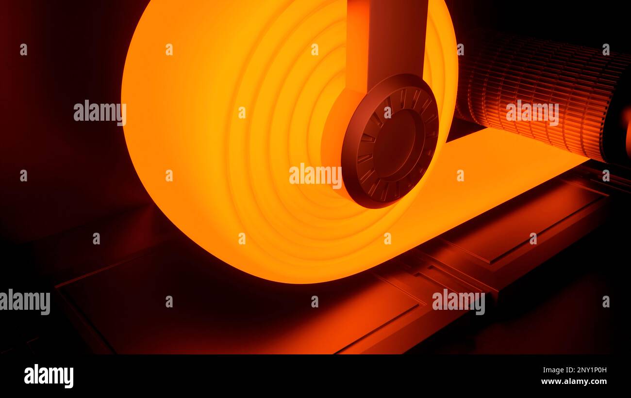 Yellow and orange dangling ribbon. Design.Light animation with dark ...