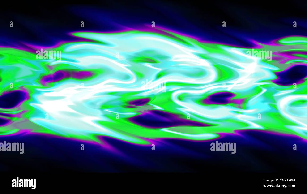 Dark background with green neon blots. Motion. A huge blob of blob that ...