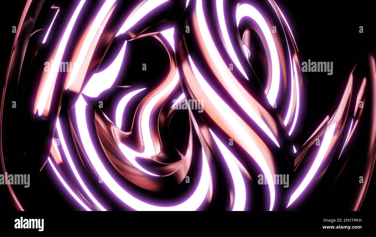 Rotating abstract ball with curved neon lines. Design. Futuristic ...