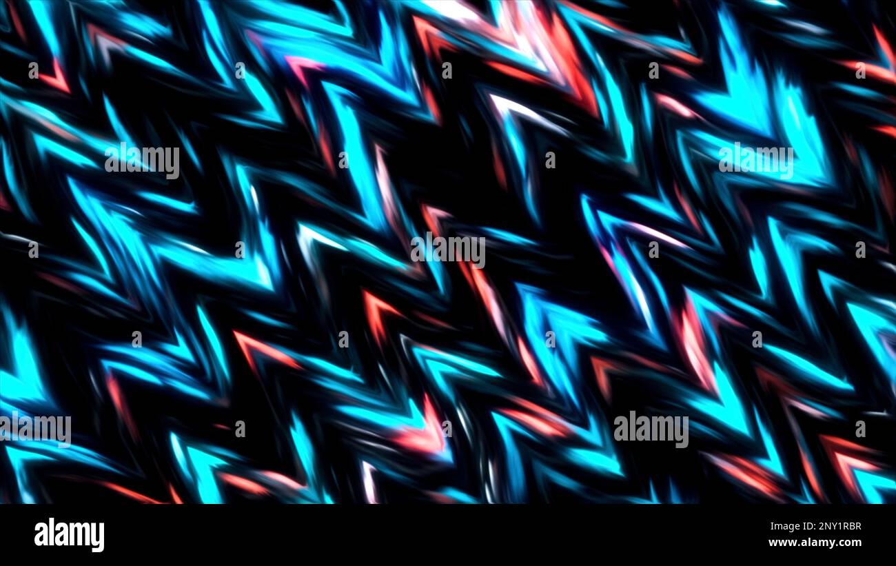 Dark background with bright triangles. Motion. Bright iridescent triangular lines in animation ...