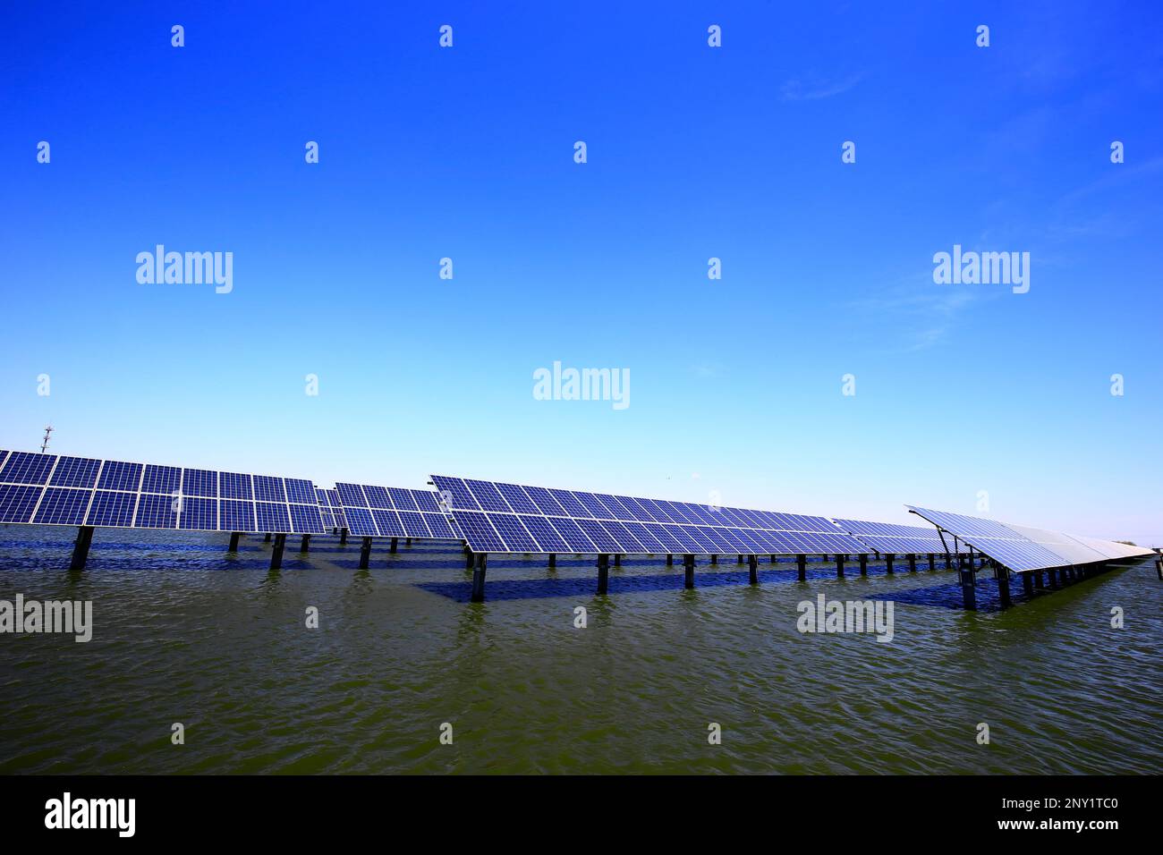 Solar panels on the water Stock Photo - Alamy