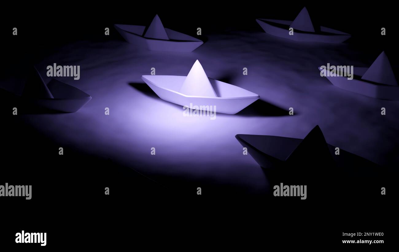 Dark background with orange and purple light. Design. Water on which ...