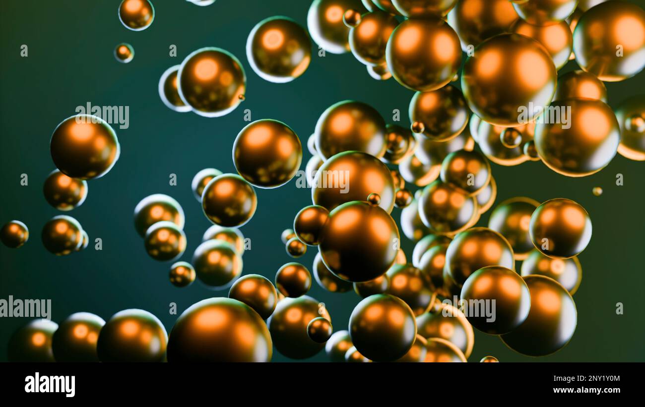 Light background. Design. Golden dense bubbles quickly flying up to the ...