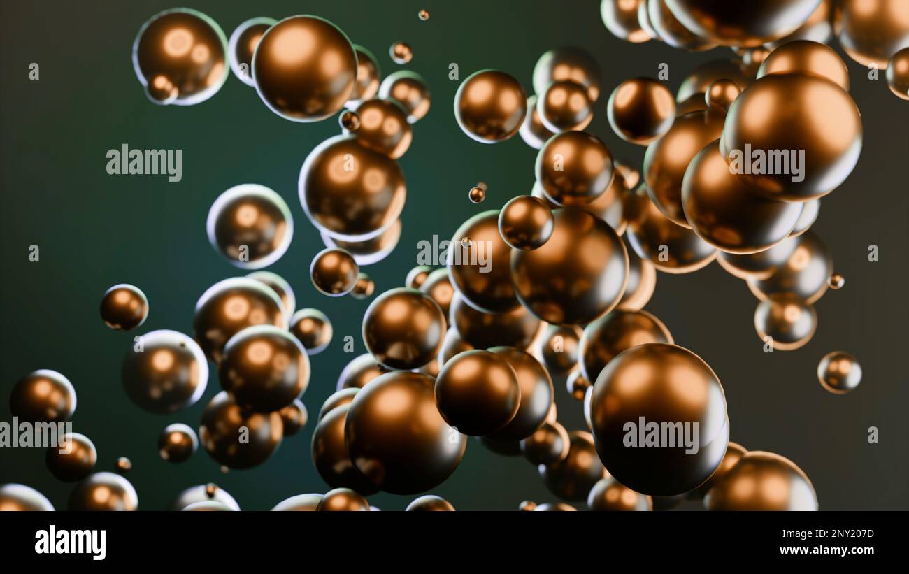 Light background. Design. Golden dense bubbles quickly flying up to the ...