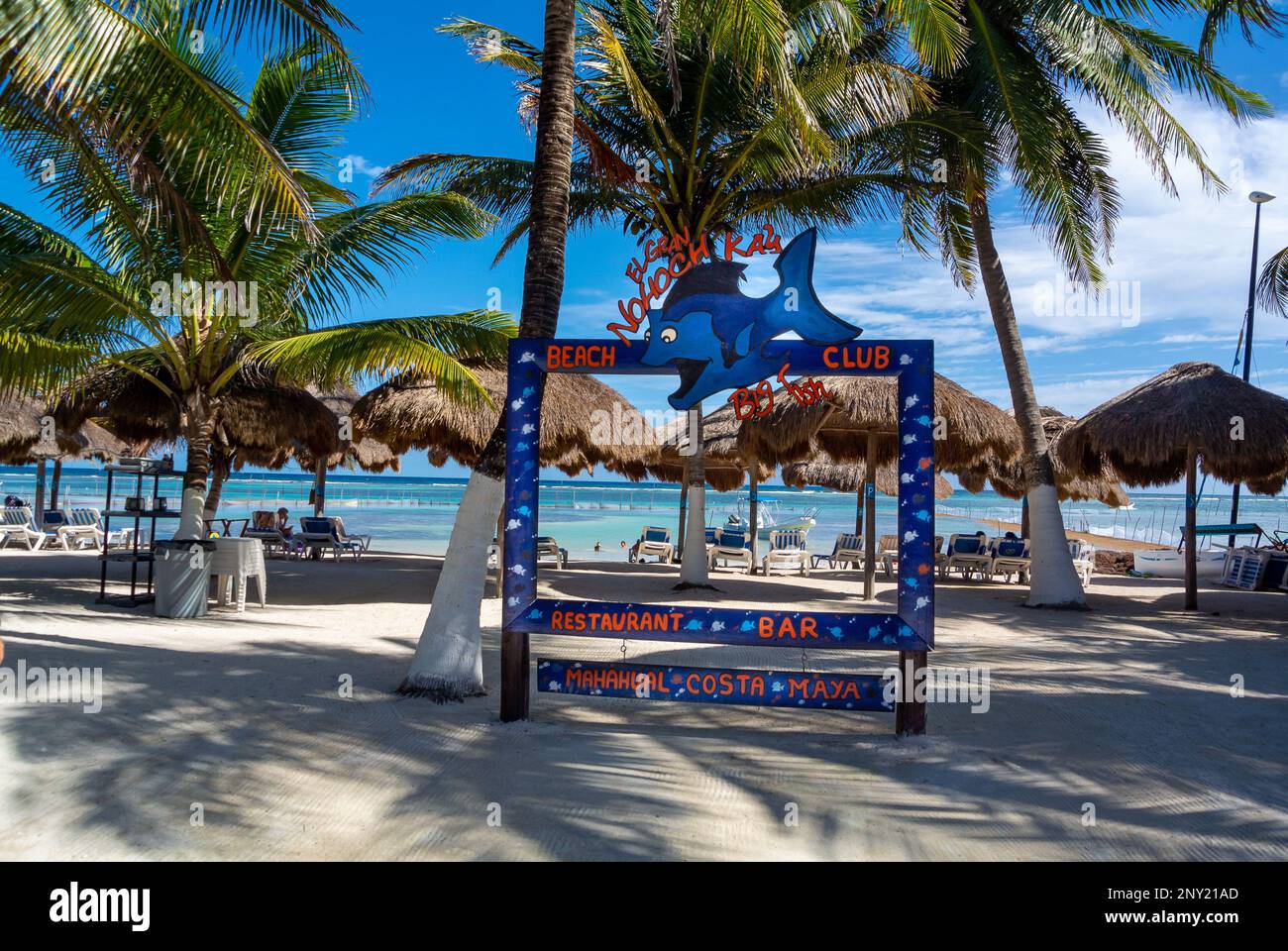 Mahahual, Quintana Roo, Mexico, A beach club on a Mahahual beach Stock ...