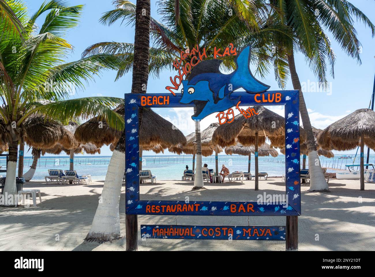 Mahahual, Quintana Roo, Mexico, A beach club on a Mahahual beach Stock ...