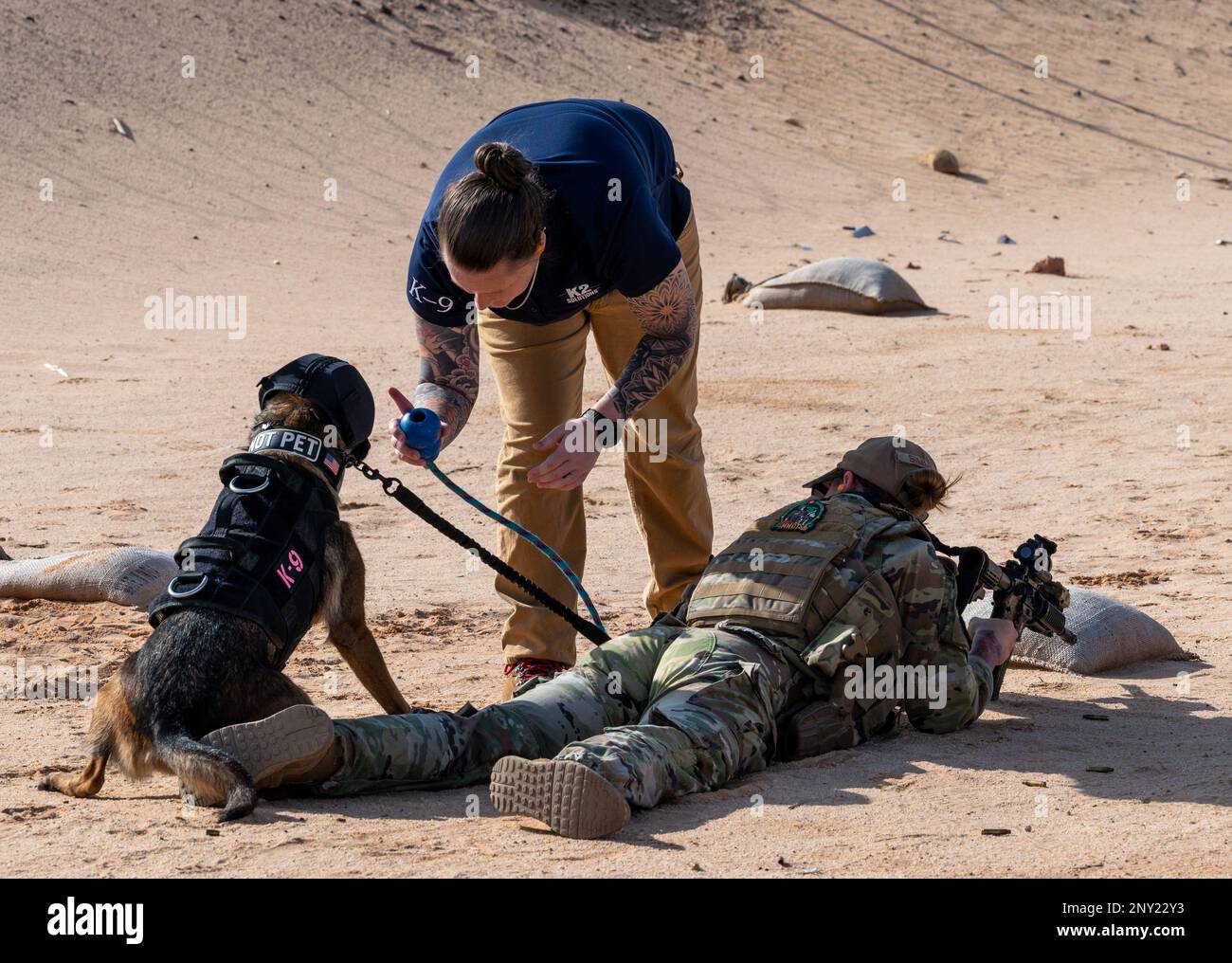 U.S. Air Force Staff Sgt. Leirin Simmons, right, and Sage Taylor, left ...