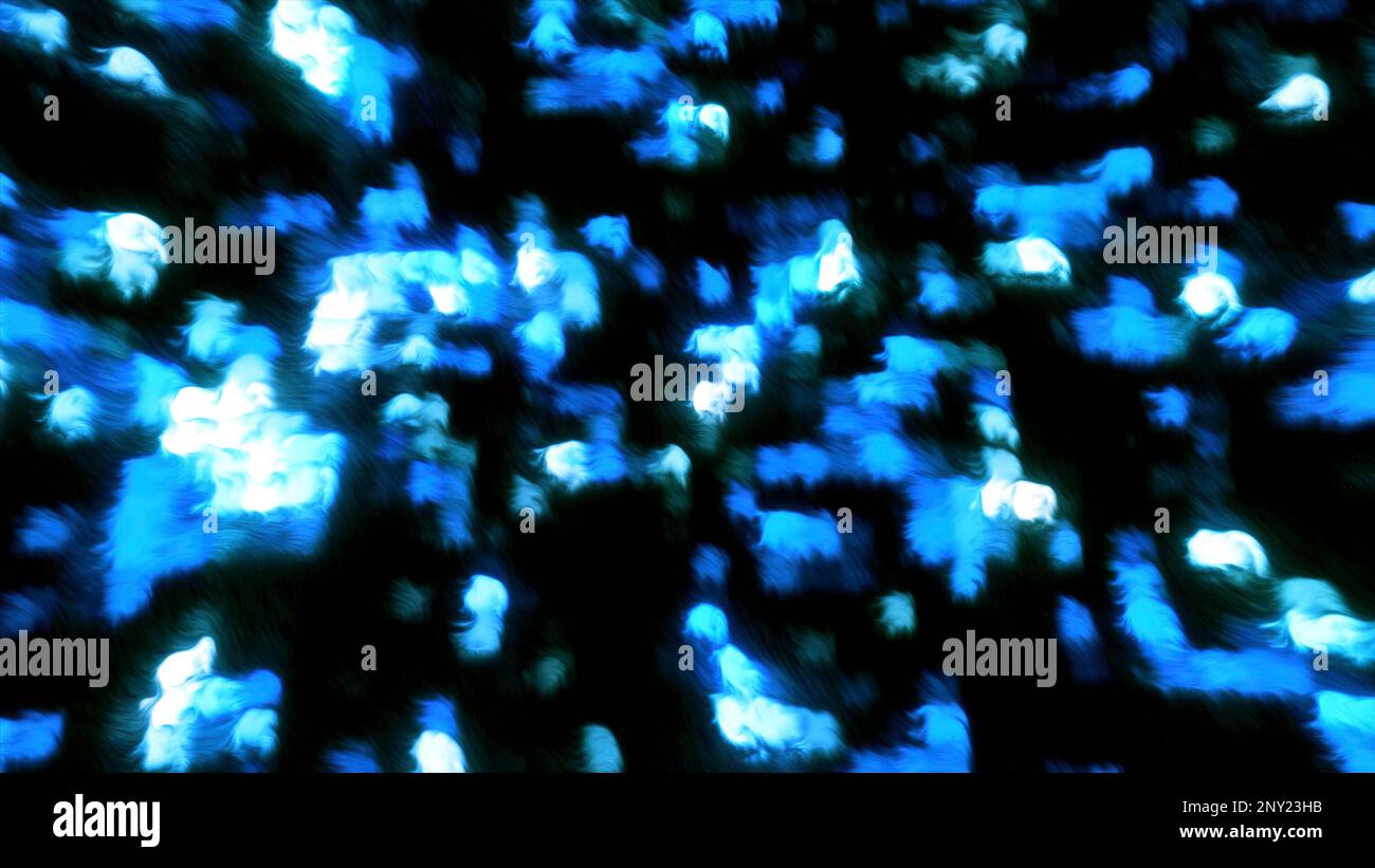 Dark background with green blue squares without focus. Motion. Light ...