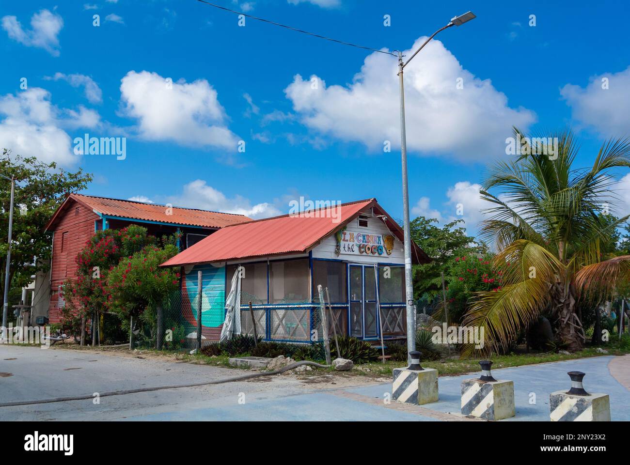Mahahual, Quintana Roo, Mexico, A cityscape of downtown in Mahahual ...