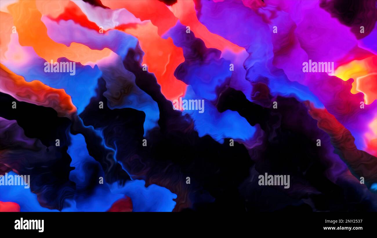 A bright palette of colors. Motion. Colored paint in animation creates ...